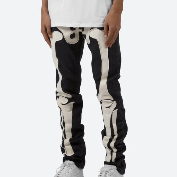 MNML | Jeans | Mnml Skeleton Jeans New Many Sizes Blackwhite Denim ...